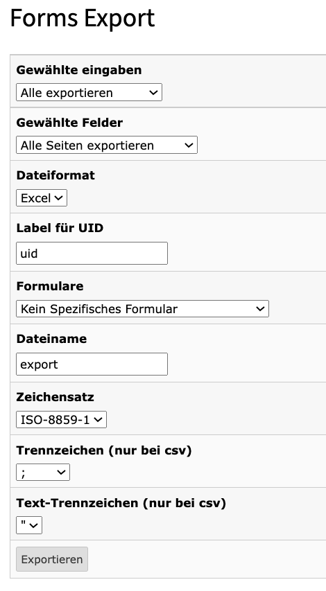 Export form data | easyWeb standard | information and help page Export form data | easyWeb standard | information and help page